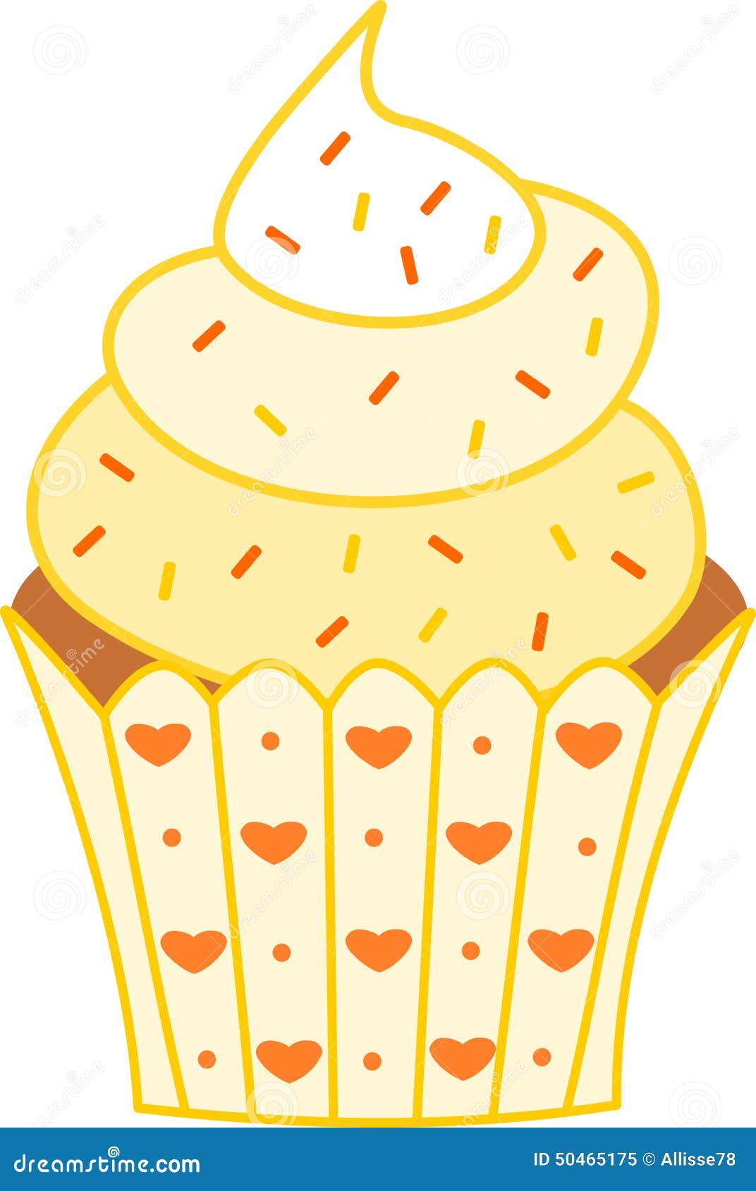 Lovely Sweet Yellow Cupcake Stock Illustration - Illustration of ...