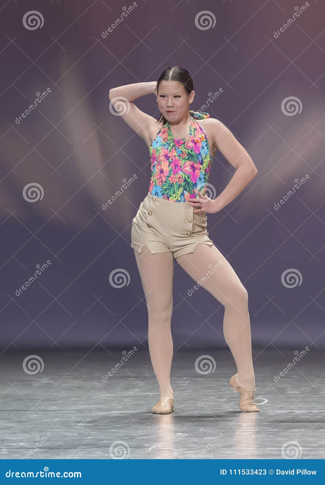 Lovely Thirteen Yearold Amerasian Girl Performing A Ballet Dance Stock