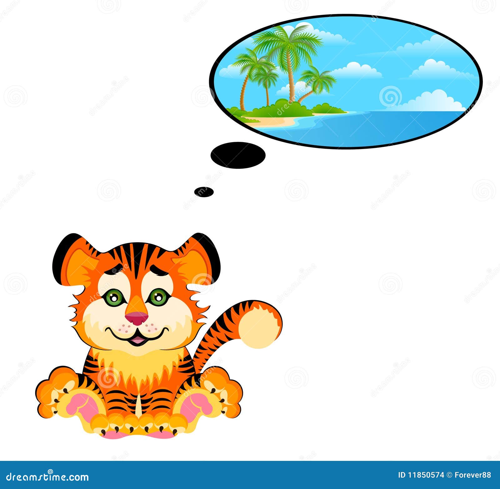 Lovely Tiger Toddler Dreams Stock Illustration - Illustration of dream ...
