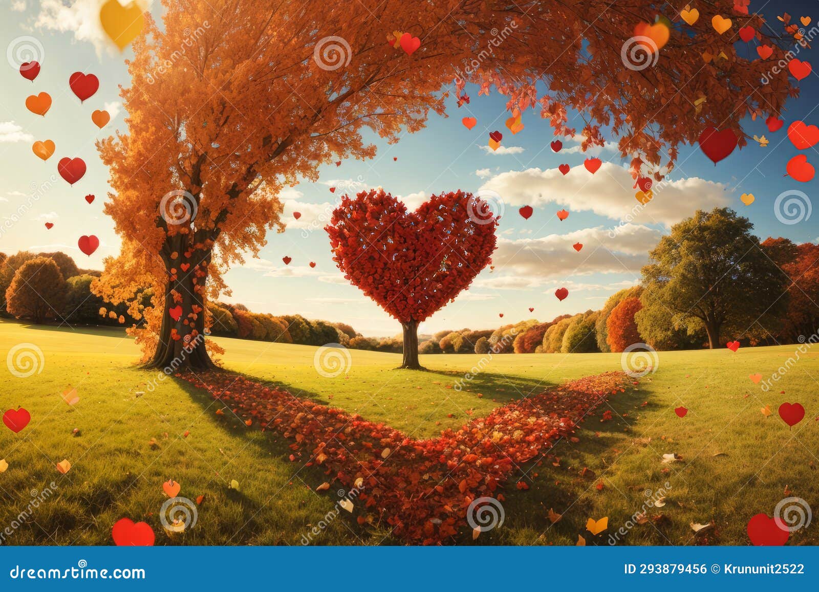 Lovely tree of love heart stock illustration. Illustration of sunset ...