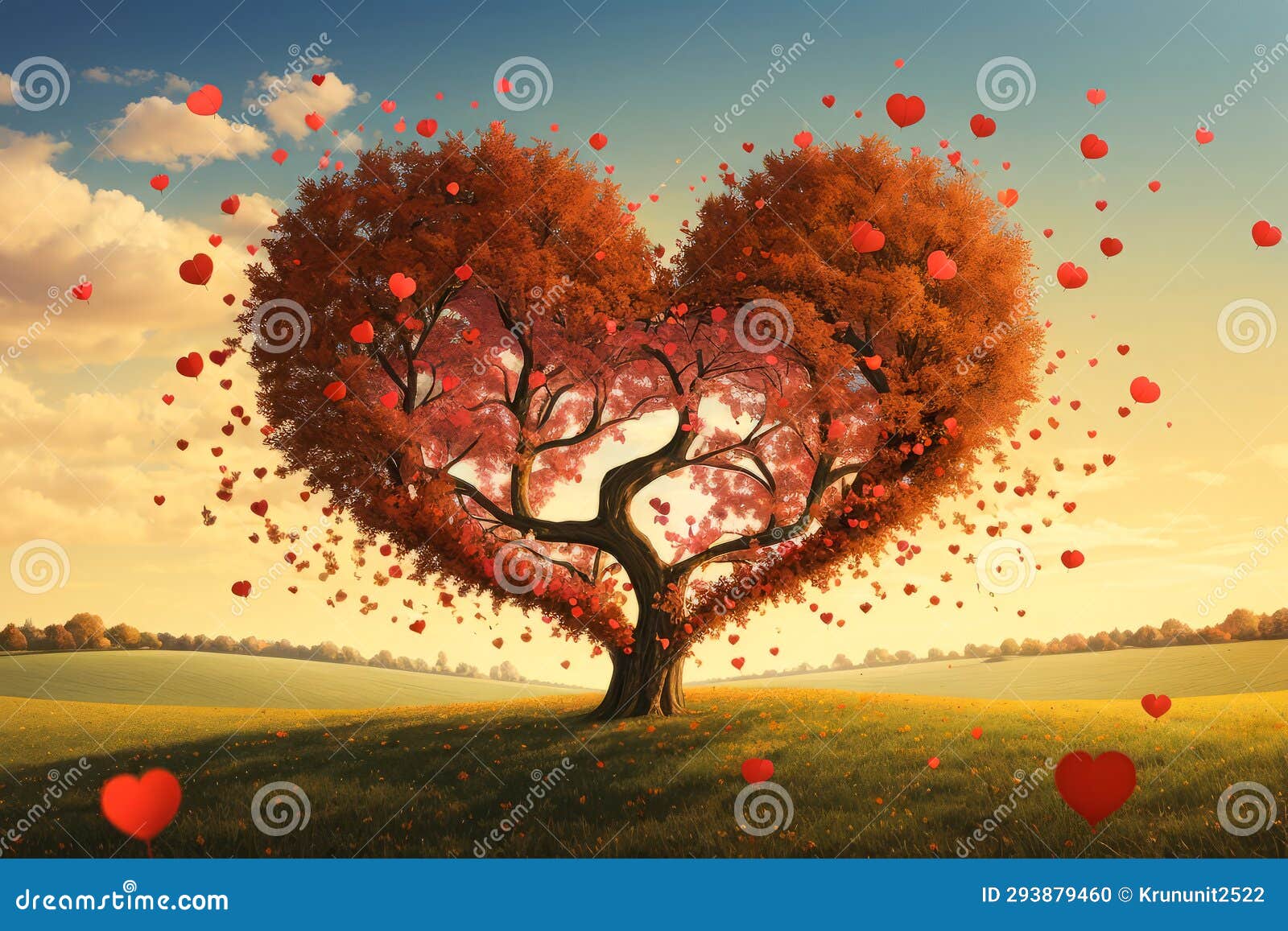 Lovely tree of love heart stock illustration. Illustration of abstract ...