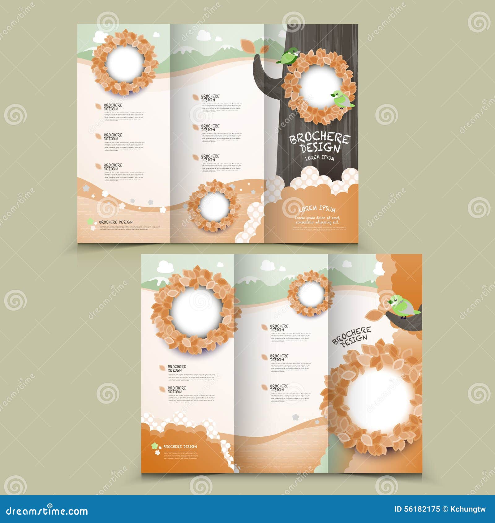 Lovely Tri-fold Brochure Design Stock Vector - Illustration of leaf ...