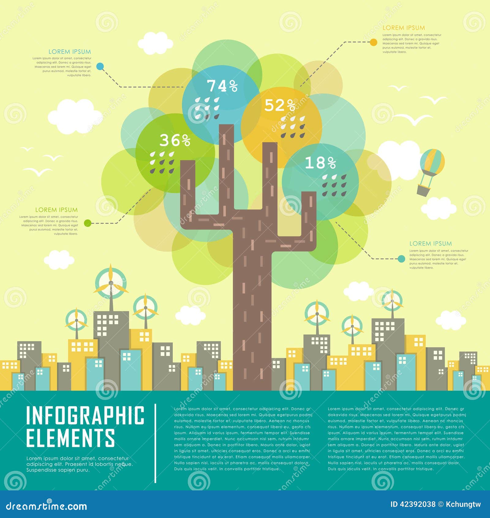 Lovely Vector Flat Design Template with Tree Element Stock Vector ...