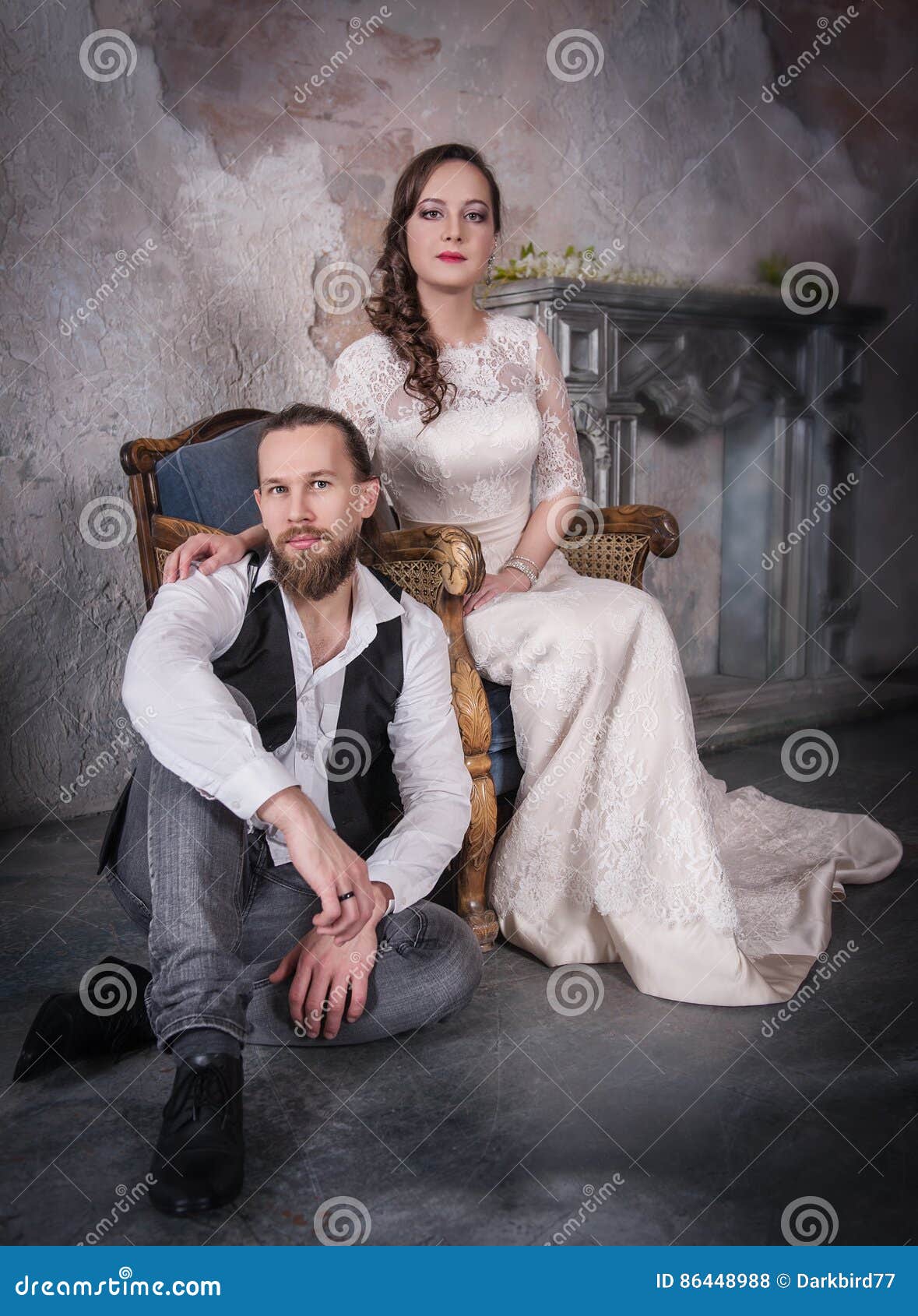 Lovely Wedding Couple in Retro Style Stock Photo - Image of retro ...