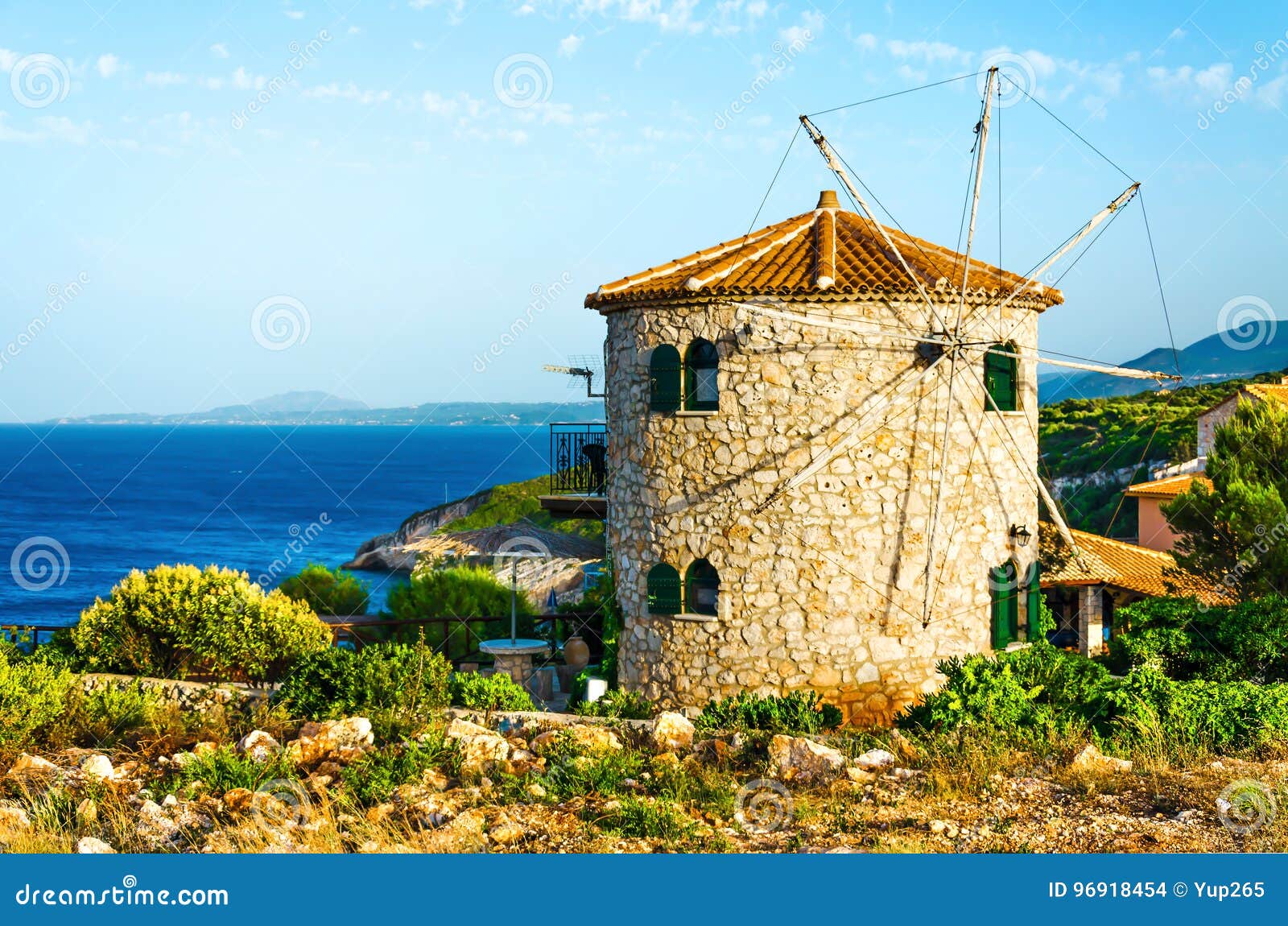 Lovely Windmill on Zakynthos Island Stock Photo - Image of country ...