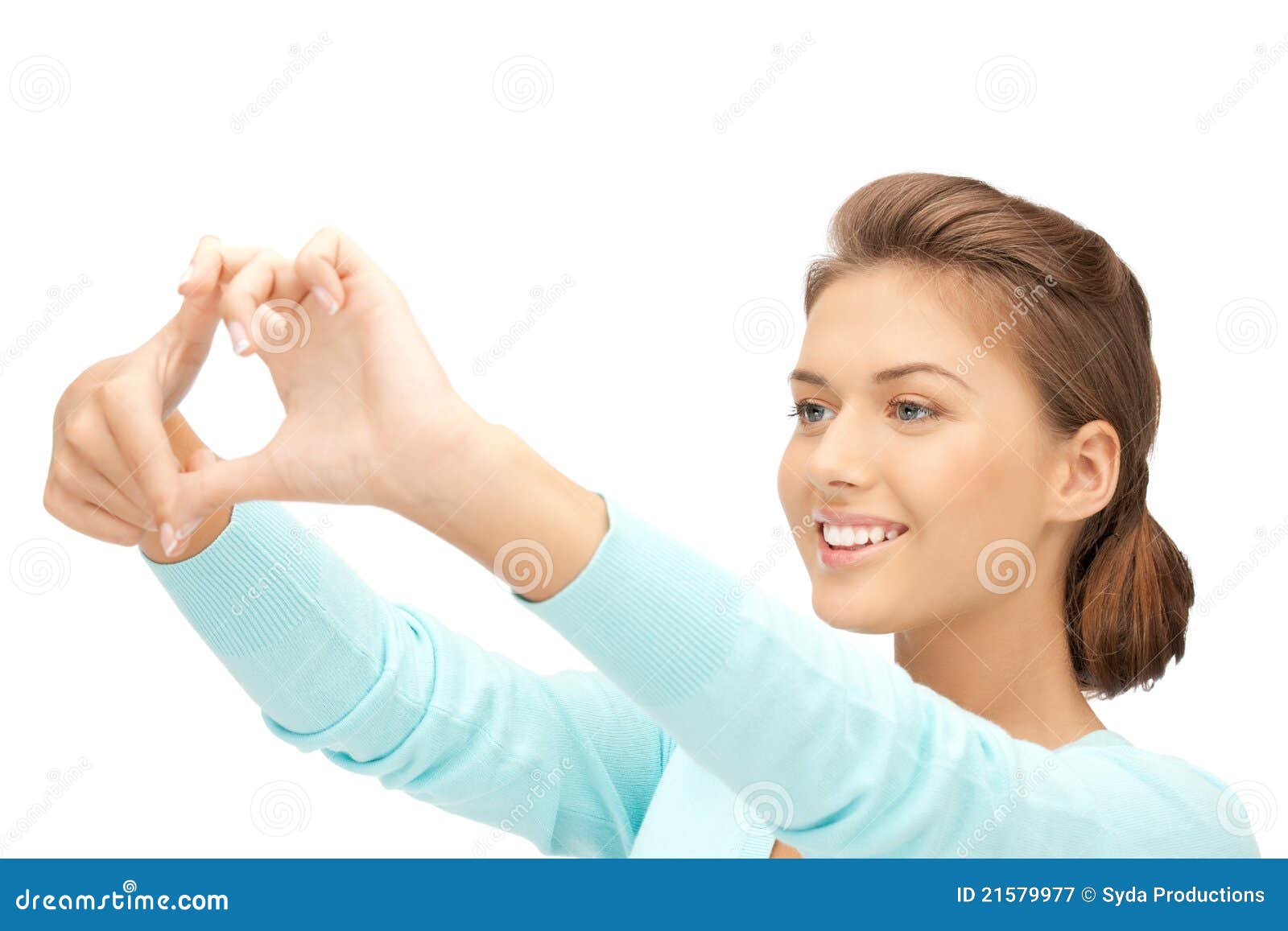 Lovely Woman Creating a Frame with Fingers Stock Image - Image of ...