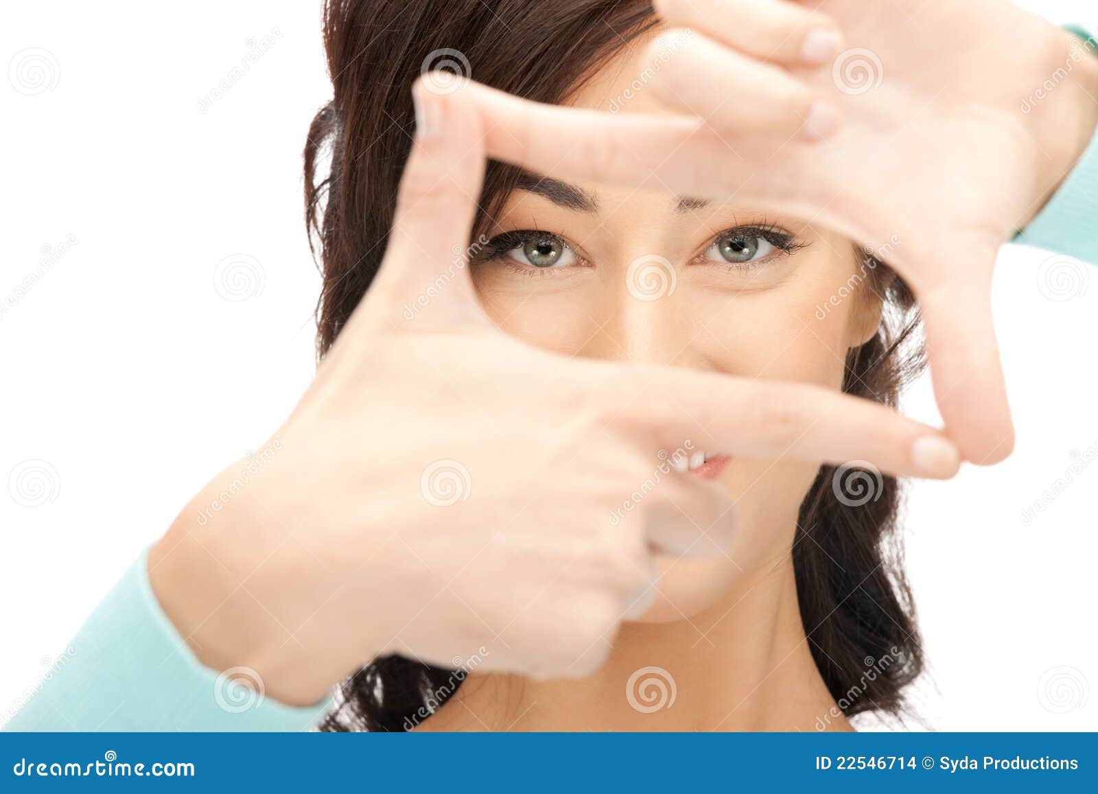 Lovely Woman Creating a Frame with Fingers Stock Photo - Image of ...