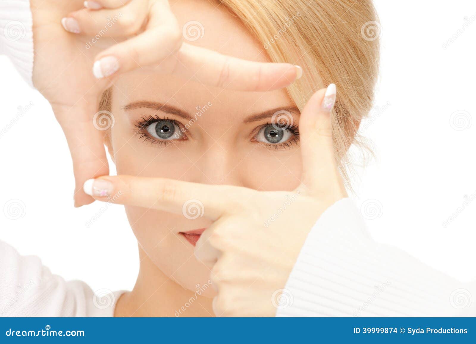 Lovely Woman Creating a Frame with Fingers Stock Photo - Image of alone ...