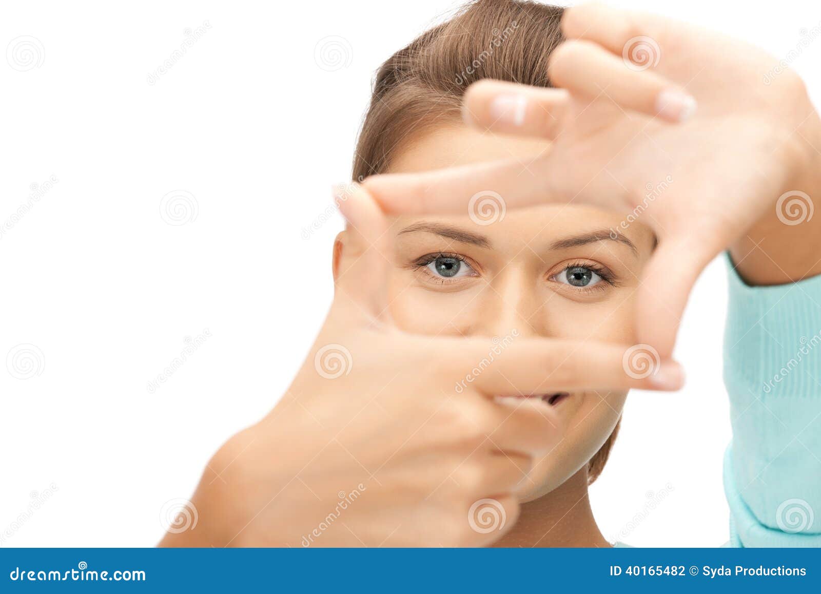 Lovely Woman Creating a Frame with Fingers Stock Photo - Image of ...