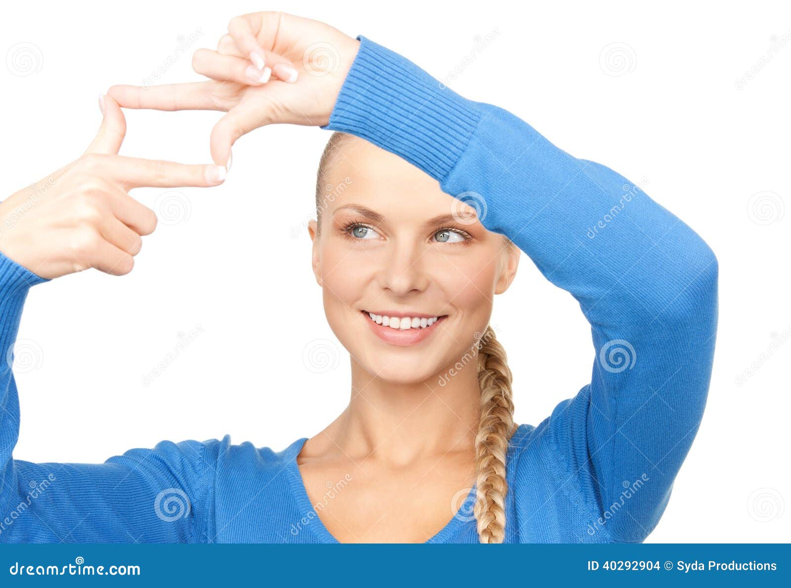 Lovely Woman Creating a Frame with Fingers Stock Photo - Image of ...