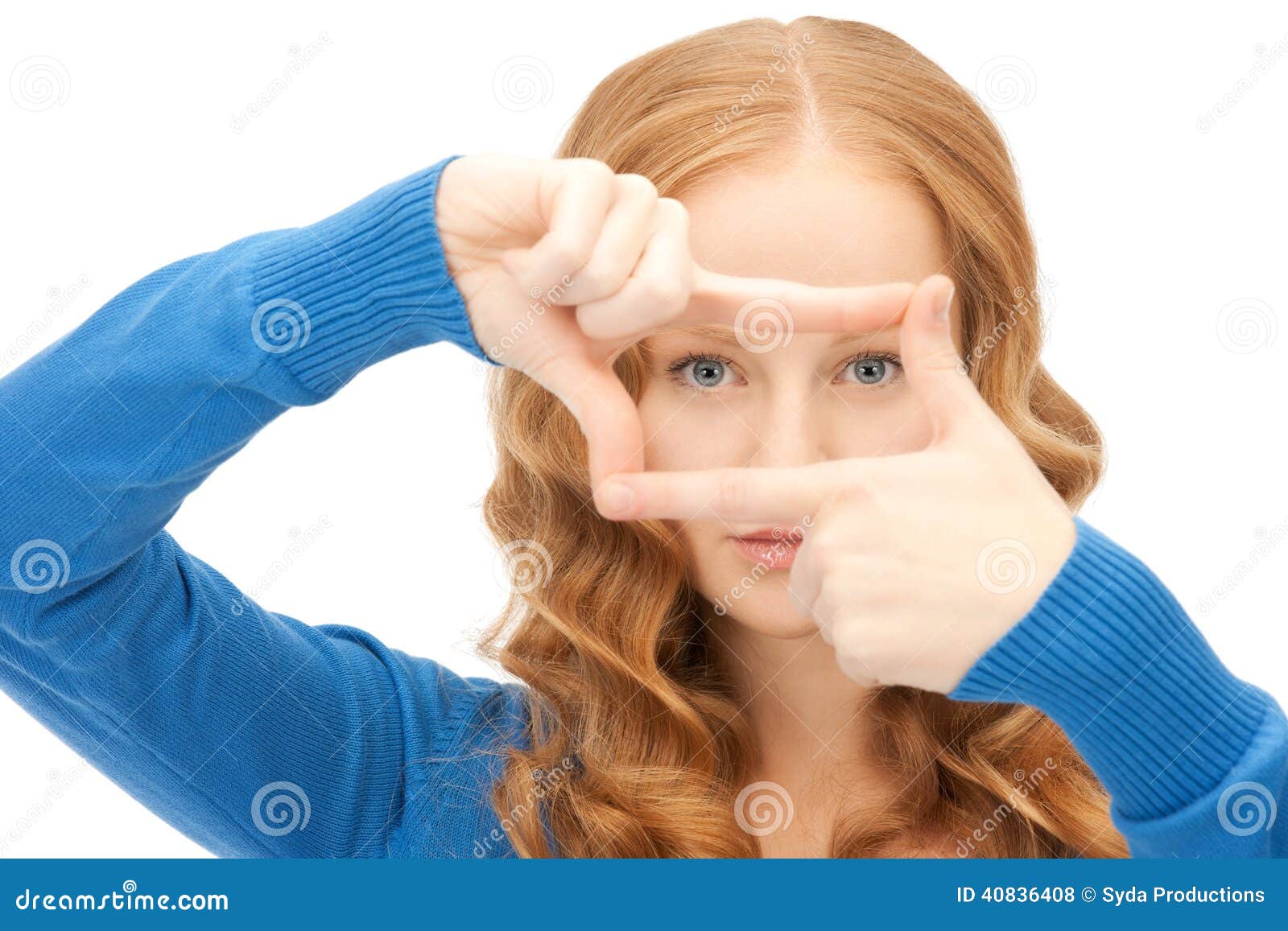 Lovely Woman Creating a Frame with Fingers Stock Photo - Image of frame ...
