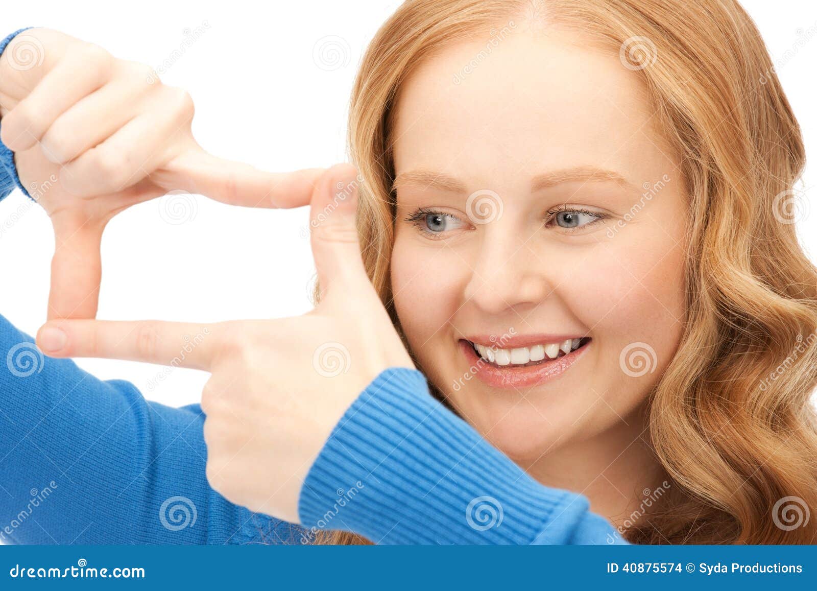 Lovely Woman Creating a Frame with Fingers Stock Photo - Image of ...