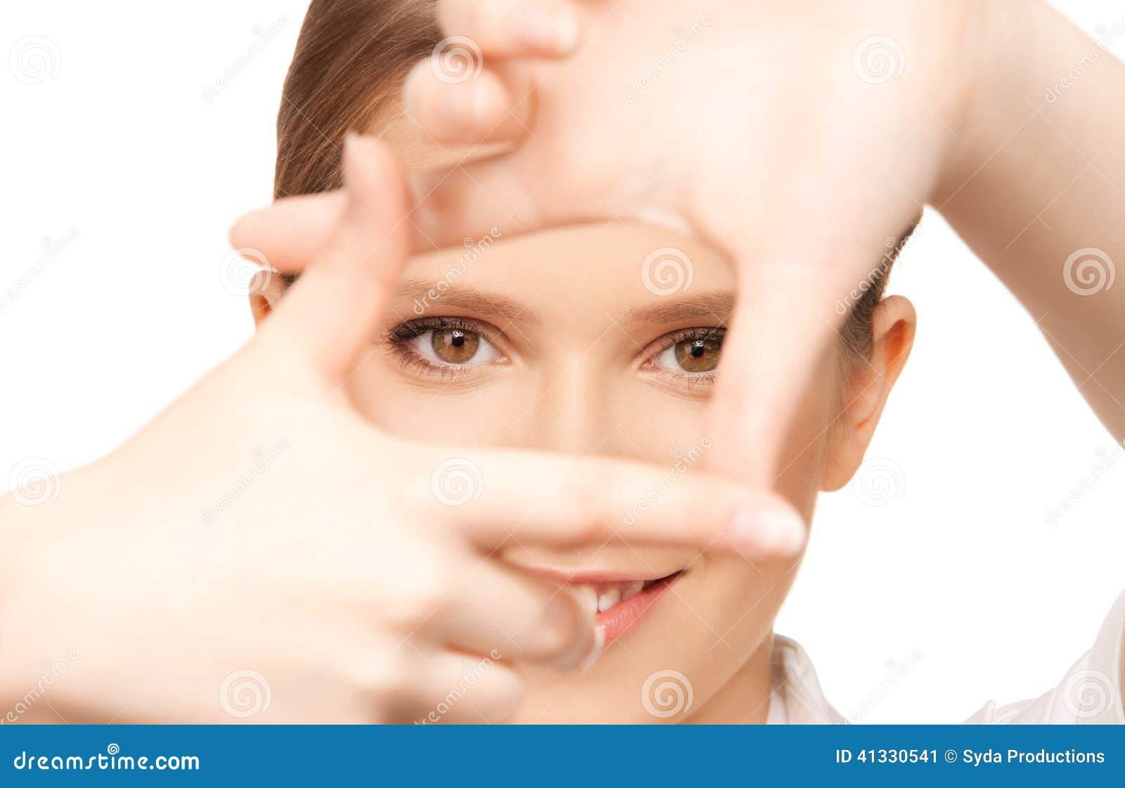 Lovely Woman Creating a Frame with Fingers Stock Image - Image of ...