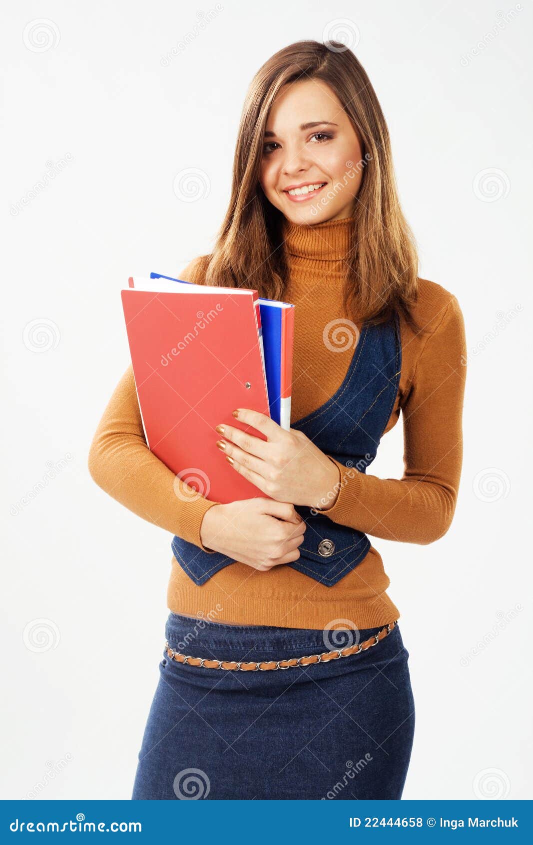 Lovely Woman with Documents and Folders Stock Photo - Image of paper ...