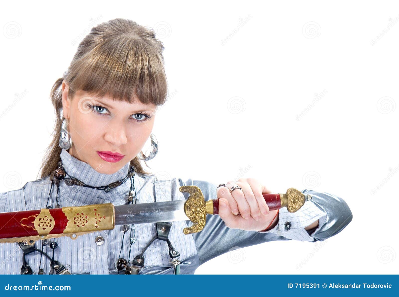 Lovely Woman Holding in Her Hands a Sword Stock Image - Image of dress ...