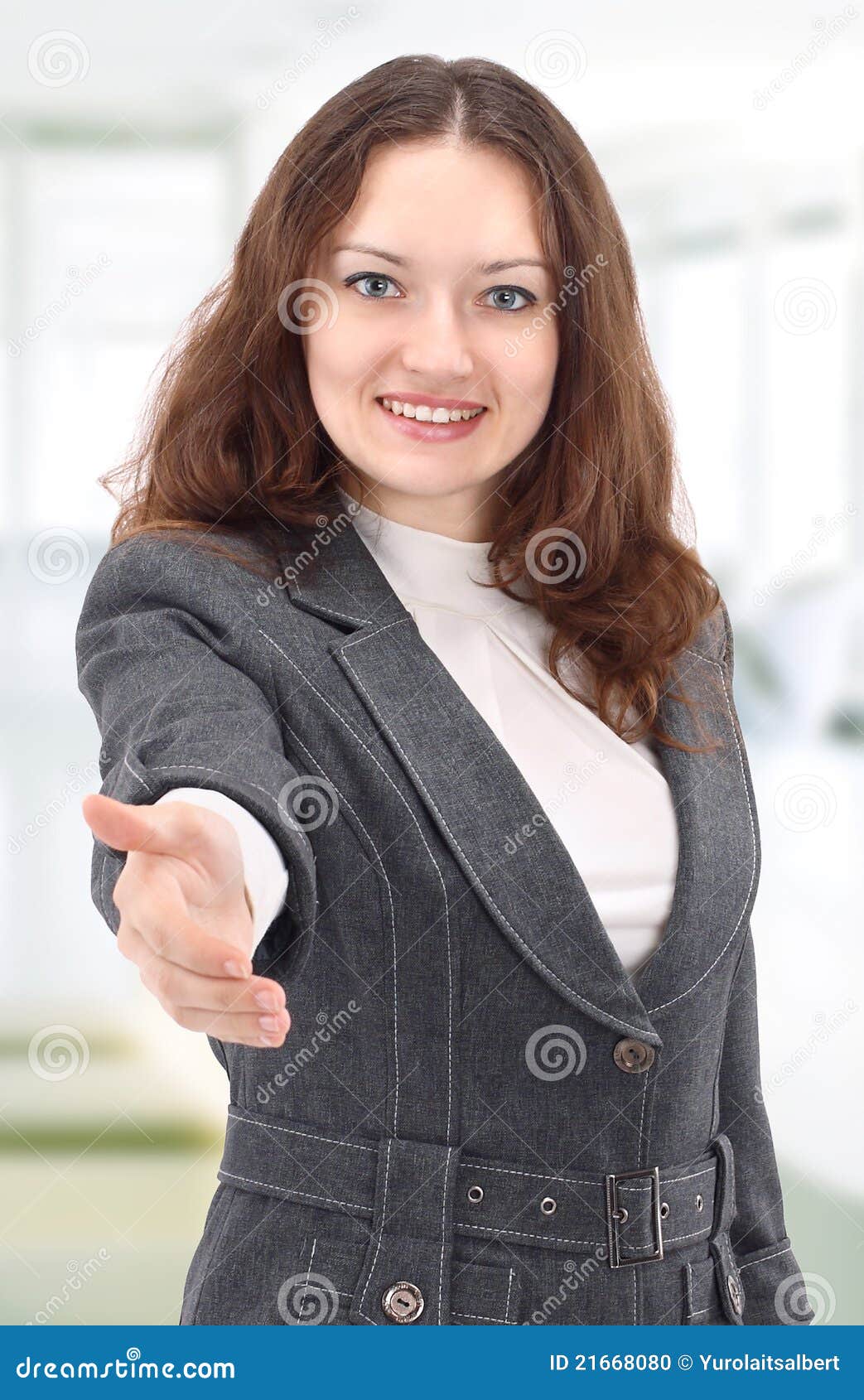Lovely Woman with an Open Hand Stock Photo - Image of agree, happy ...