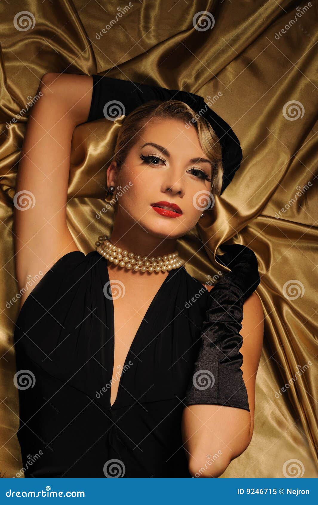 Lovely Woman Retro Portrait Stock Image - Image of gloves, beauty: 9246715
