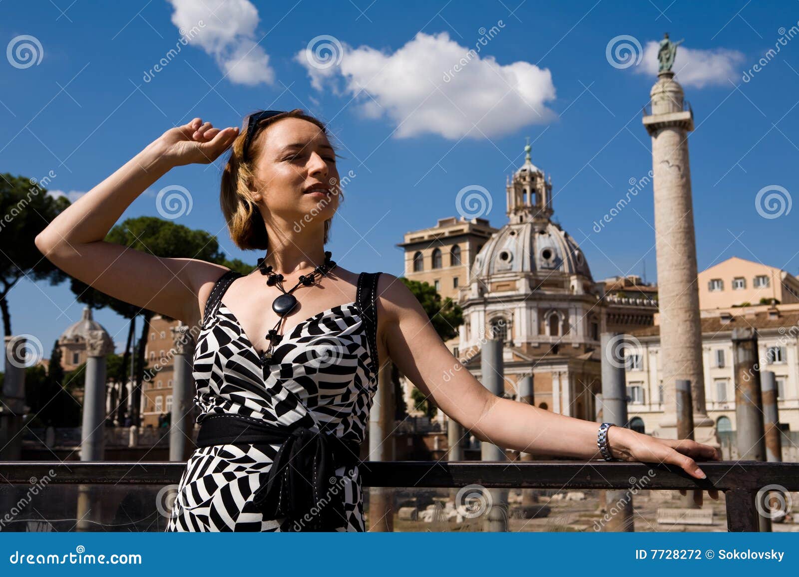 Lovely woman in Rome stock photo. Image of capital, looking - 7728272