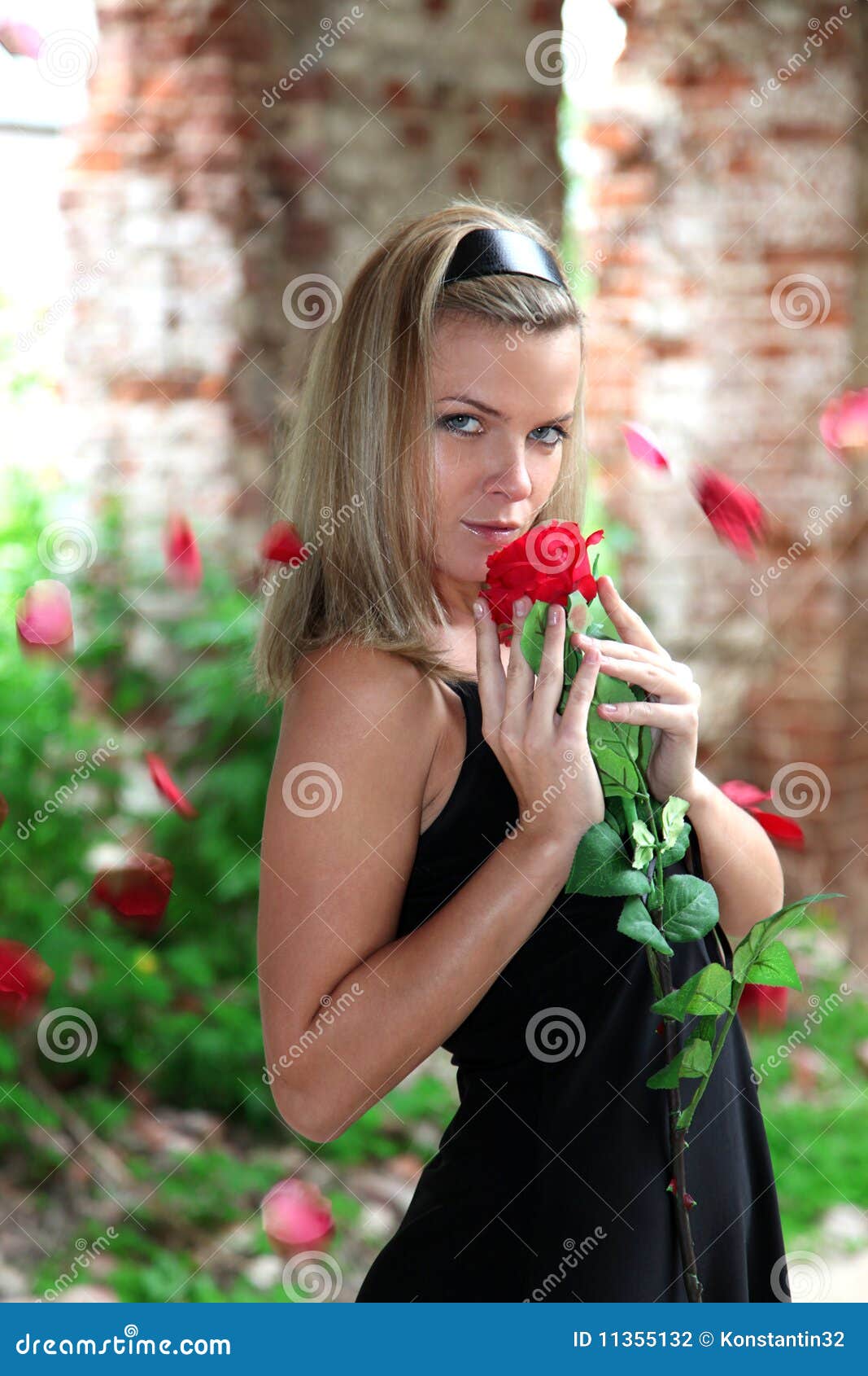 Lovely woman with rose stock photo. Image of glamour - 11355132