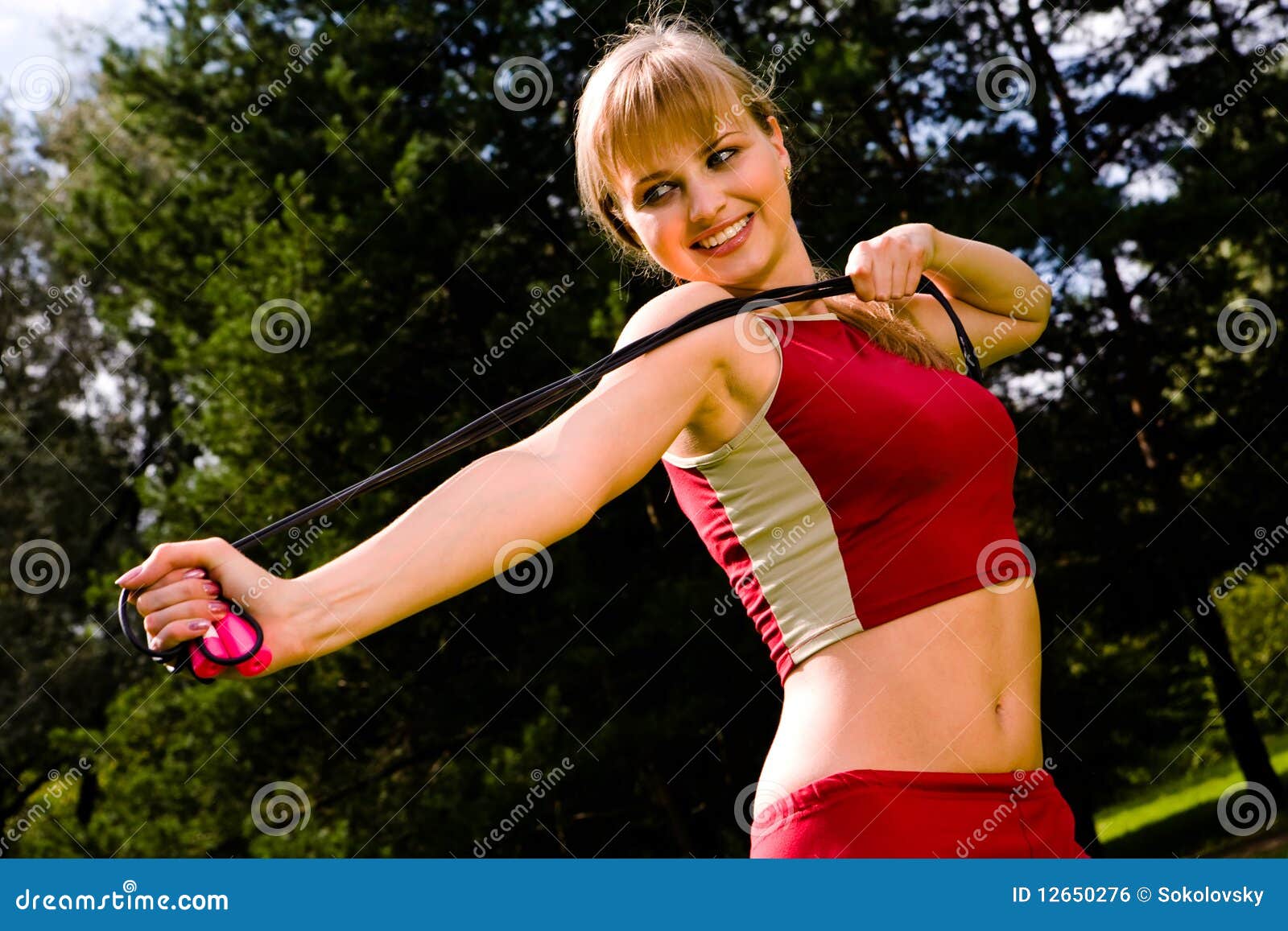 Lovely Woman with a Skipping Rope Stock Photo - Image of person, amazon ...