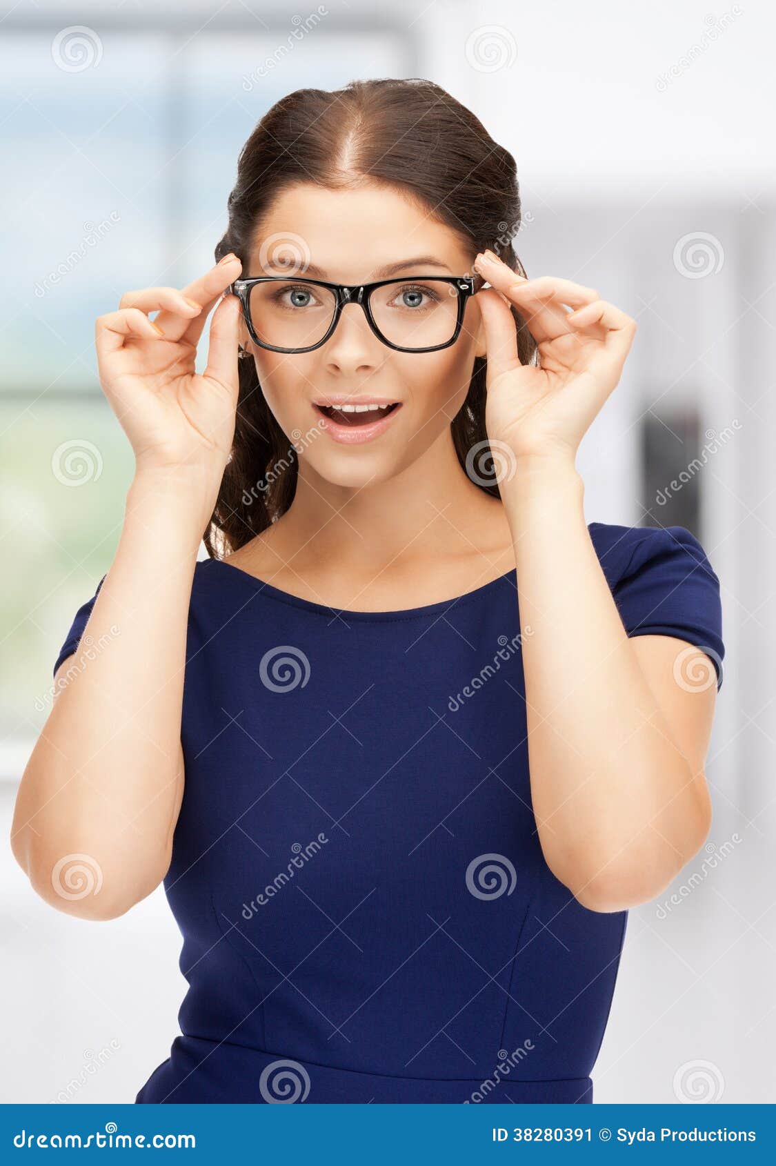 Lovely woman in spectacles stock image. Image of female - 38280391