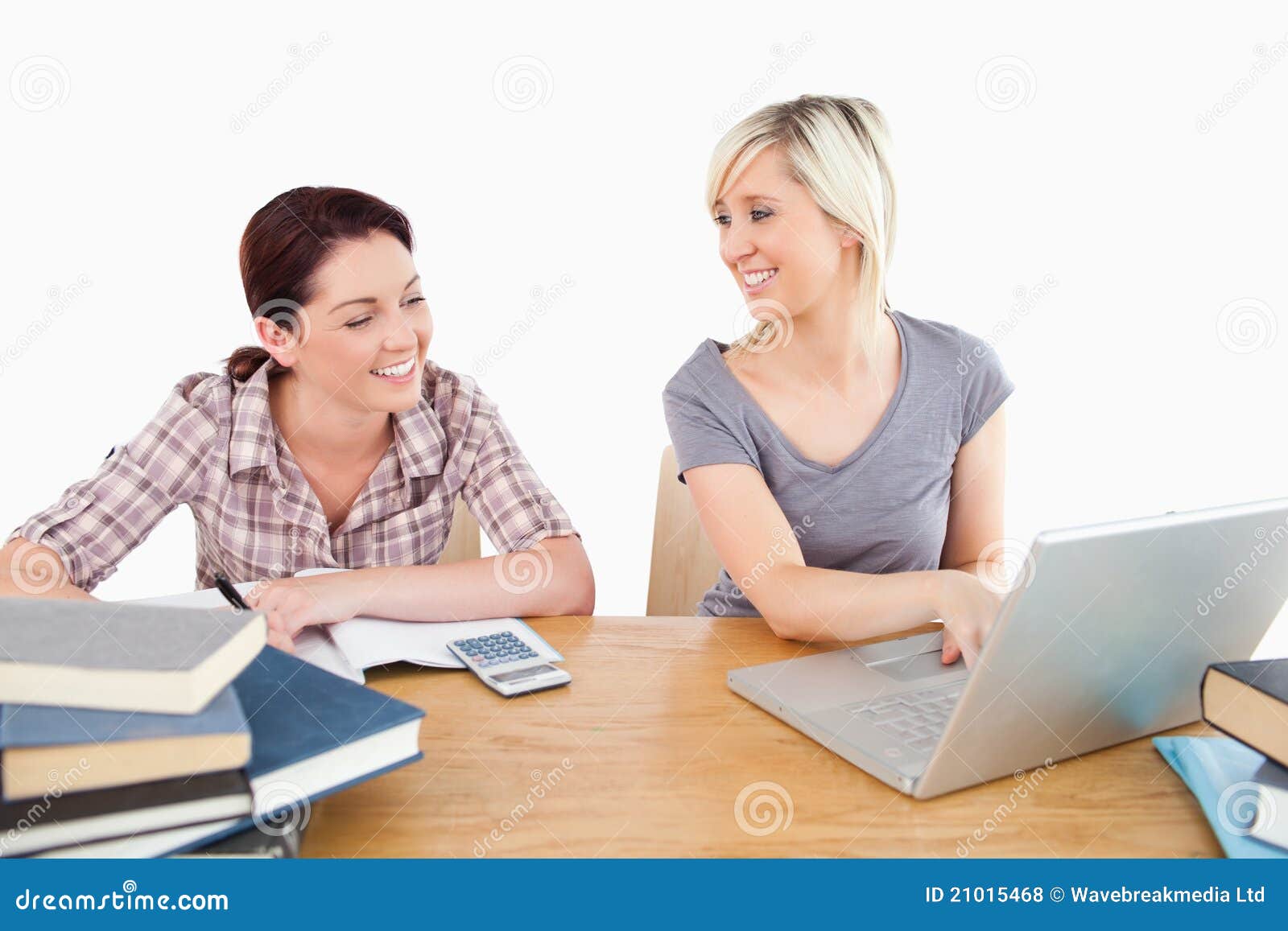 Lovely Women Learning with Laptop and Books Stock Photo - Image of ...