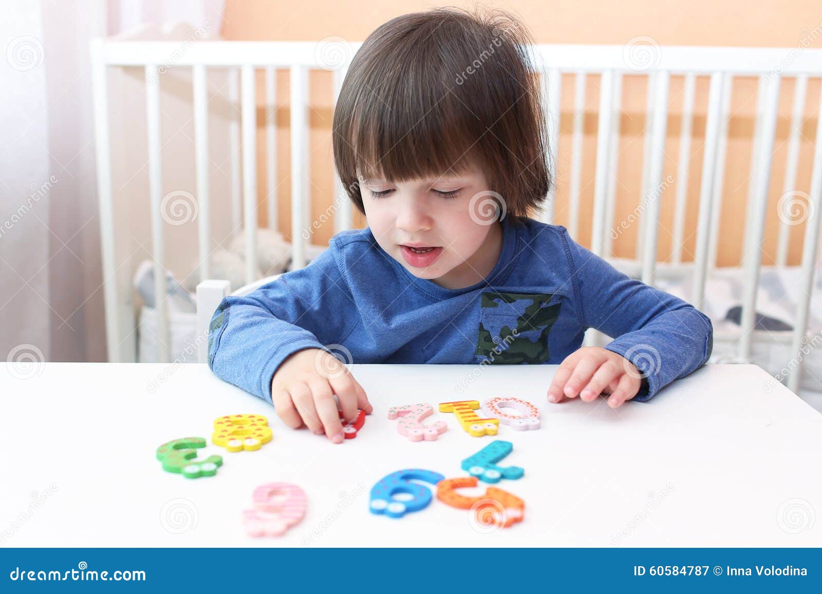 Lovely 2 Years Child Learns To Count Stock Image - Image of number ...