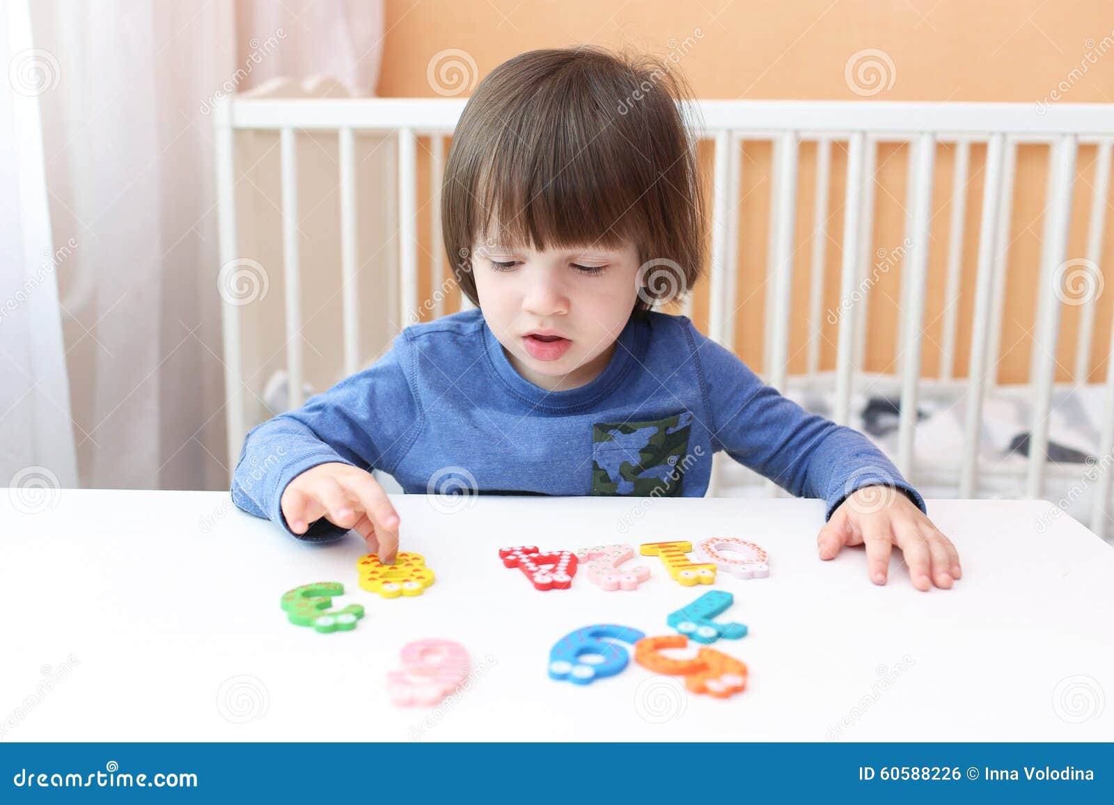 Lovely 2 Years Child Learns To Count at Home Stock Photo - Image of ...