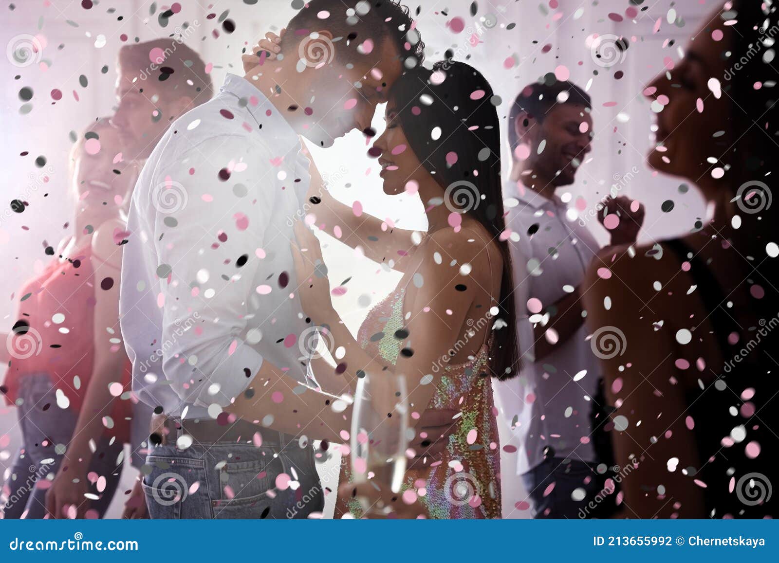 Lovely Young Couple Dancing Together at Party Stock Photo - Image of ...