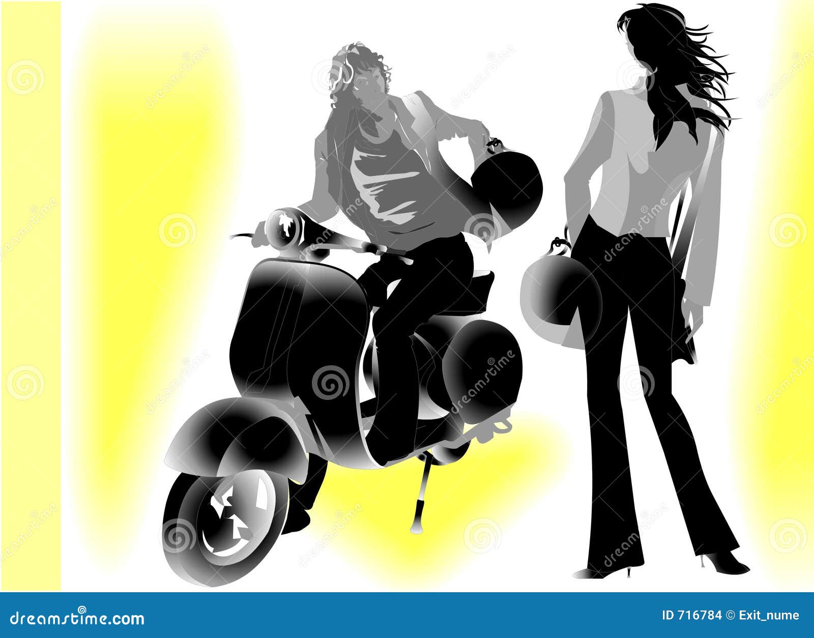 Lovely Young Couple with Motor Stock Illustration - Illustration of ...
