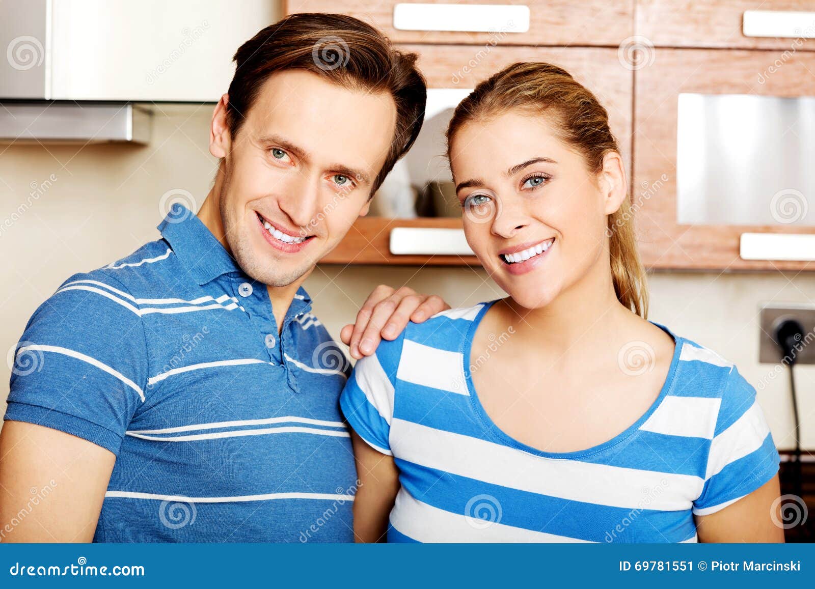 Lovely Young Couple Standing in Kitchen Stock Image - Image of kitchen ...