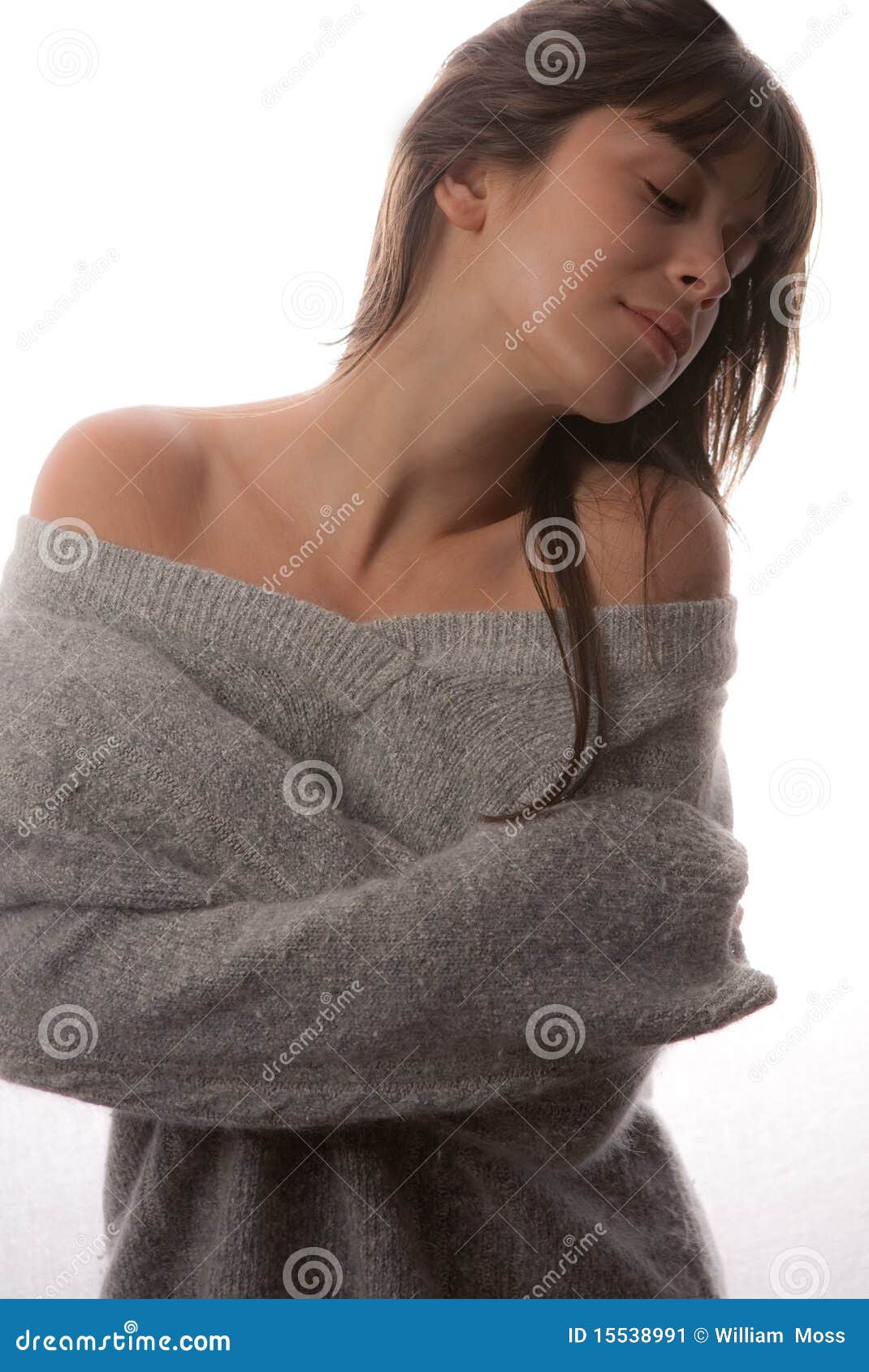 Lovely Young Woman in Warm Sweater Stock Image - Image of bare, bliss ...