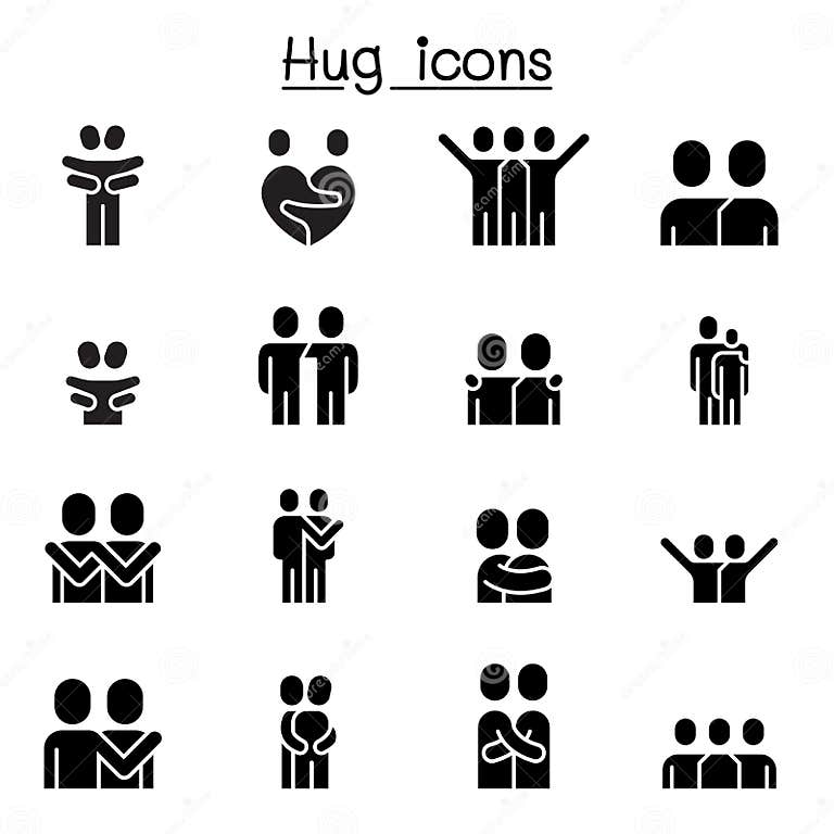 Lover, Hug, Freundschaft, Relationship Icon Set Vektorgrafik Design ... Lover, Hug, Freundschaft, Relationship Icon Set Vektorgrafik Design ...