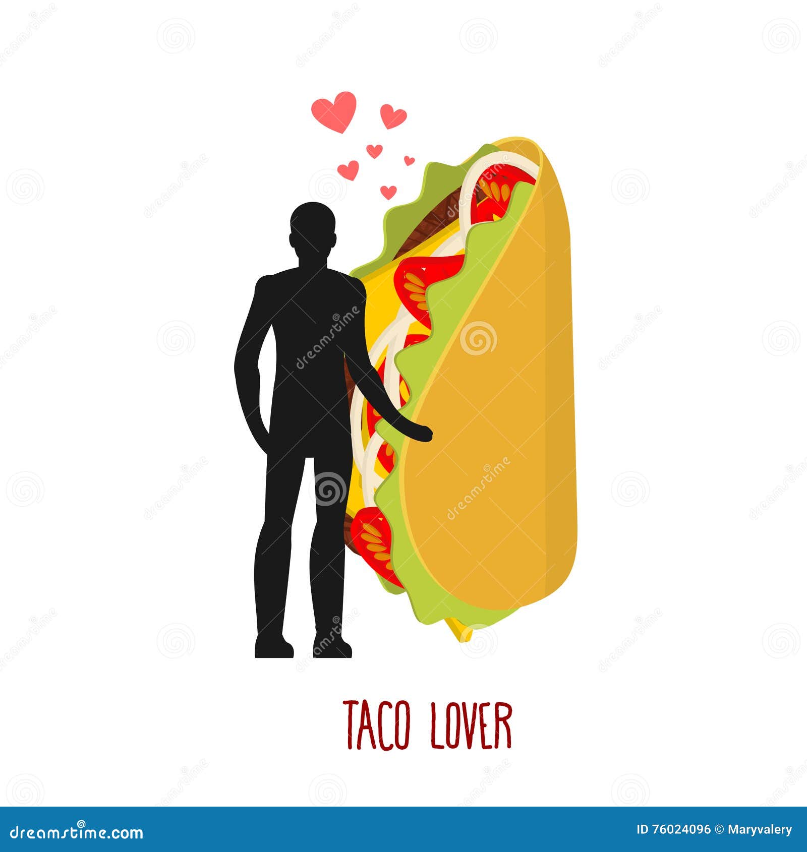 Lover Taco. Love To Mexican Food. Man and Fastfood Stock Vector ... Lover Taco. Love To Mexican Food. Man and Fastfood Stock Vector ...
