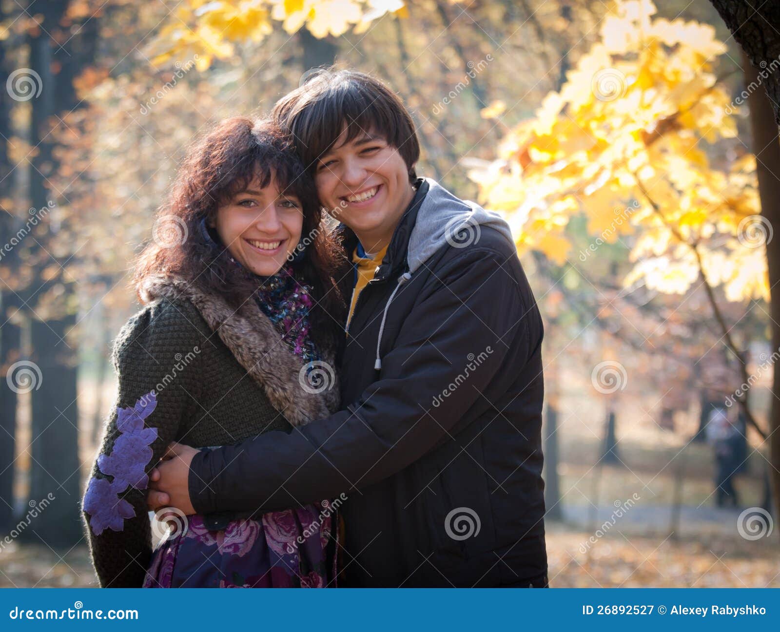 Lovers during autumn stock image. Image of smiling, autumn - 26892527