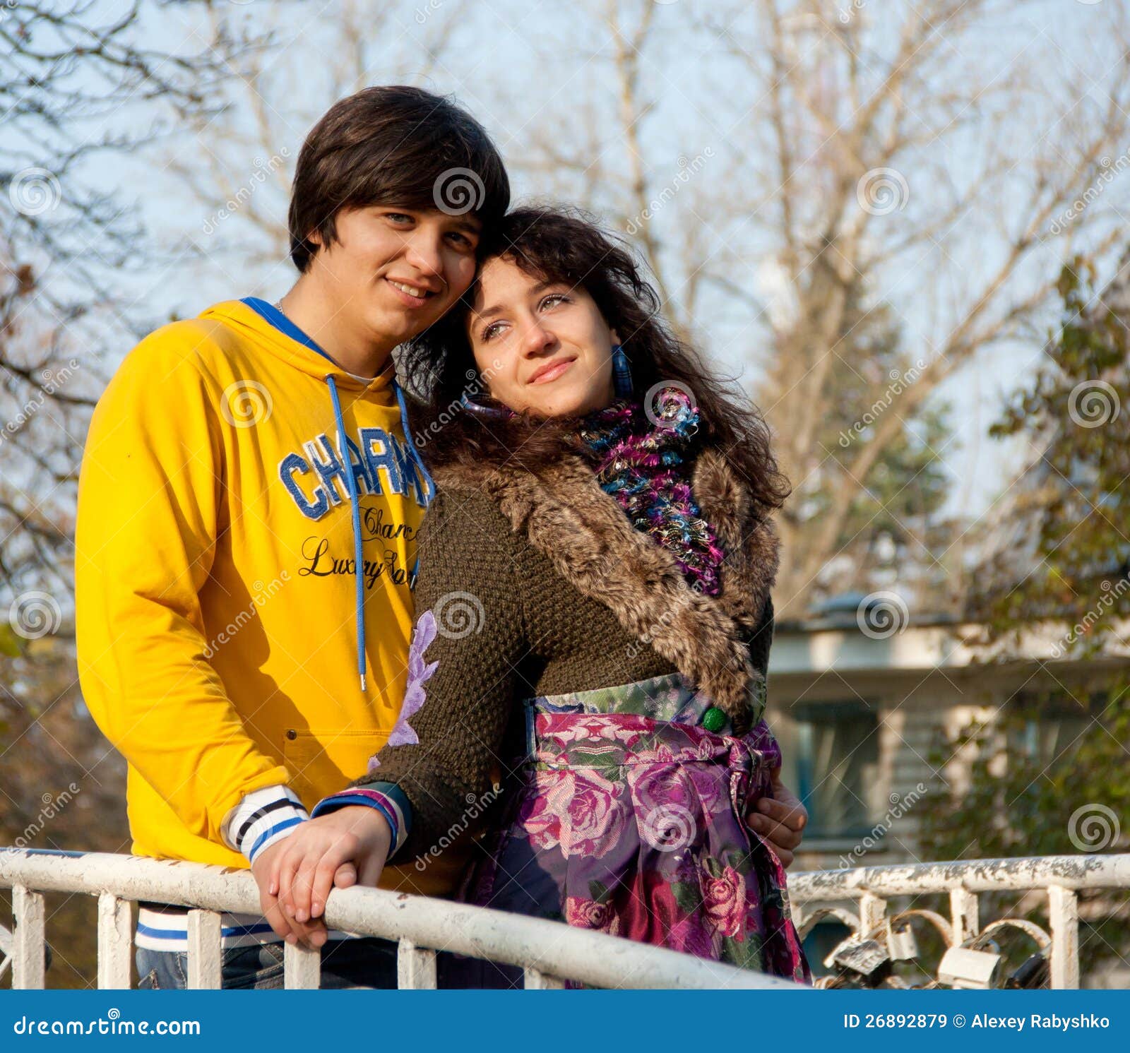 Lovers during autumn stock image. Image of park, lovers - 26892879