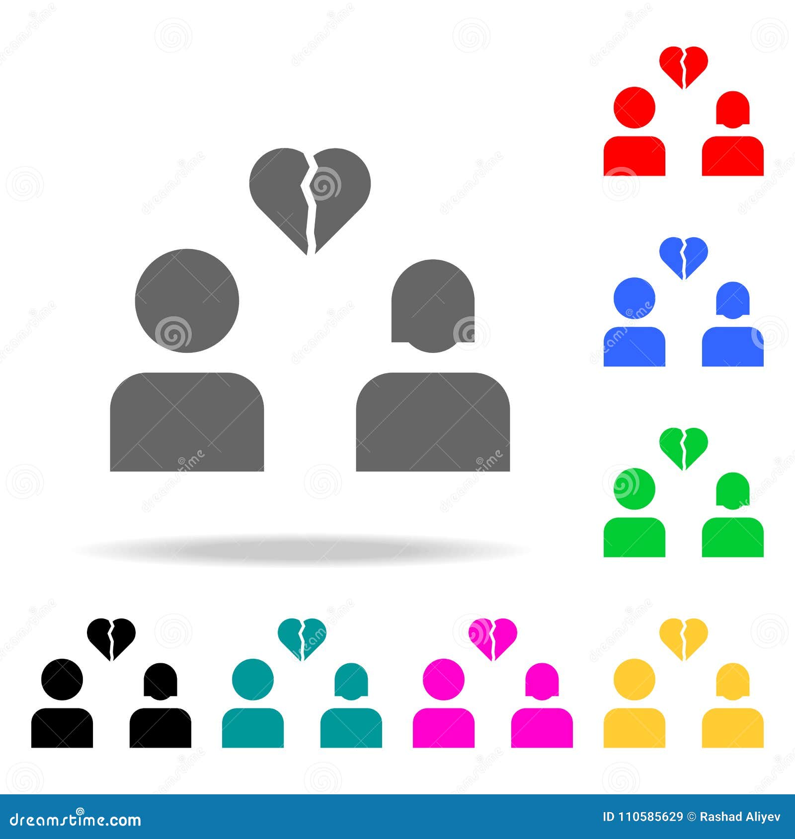 Lovers Breakup Glyph Icon Elements In Multi Colored Icons For Mobile