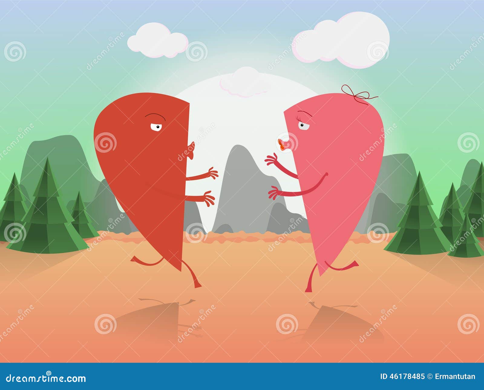 Lovers come together stock vector. Illustration of sunset - 46178485
