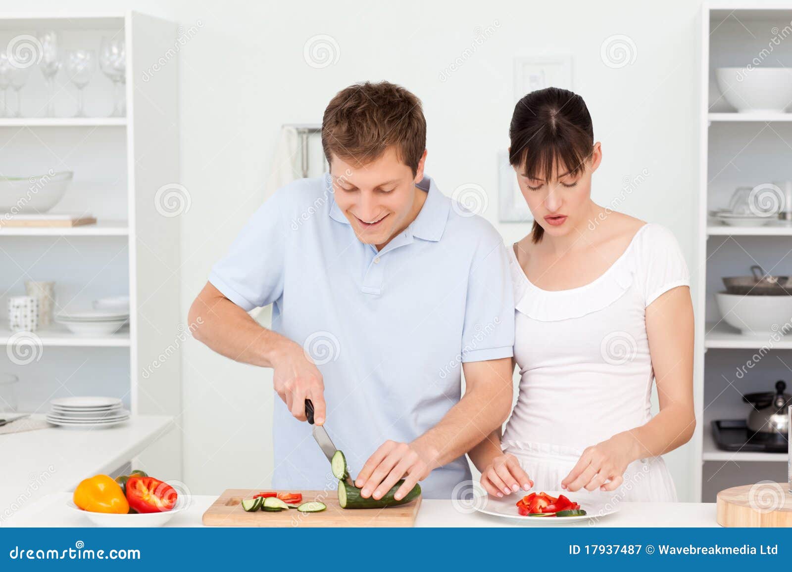 Lovers Cooking Together in the Kitchen Stock Image - Image of relaxed ...