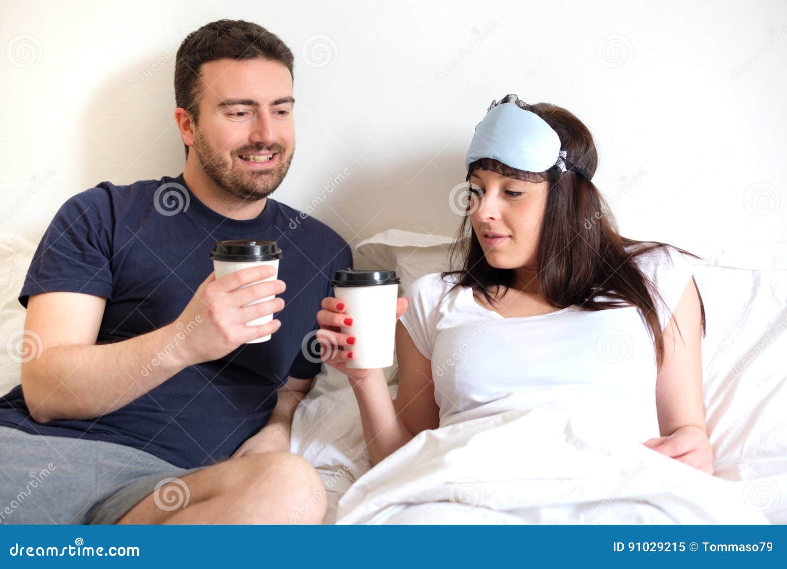 Lovers Couple Drinking Coffee in the Morning Stock Image - Image of ...