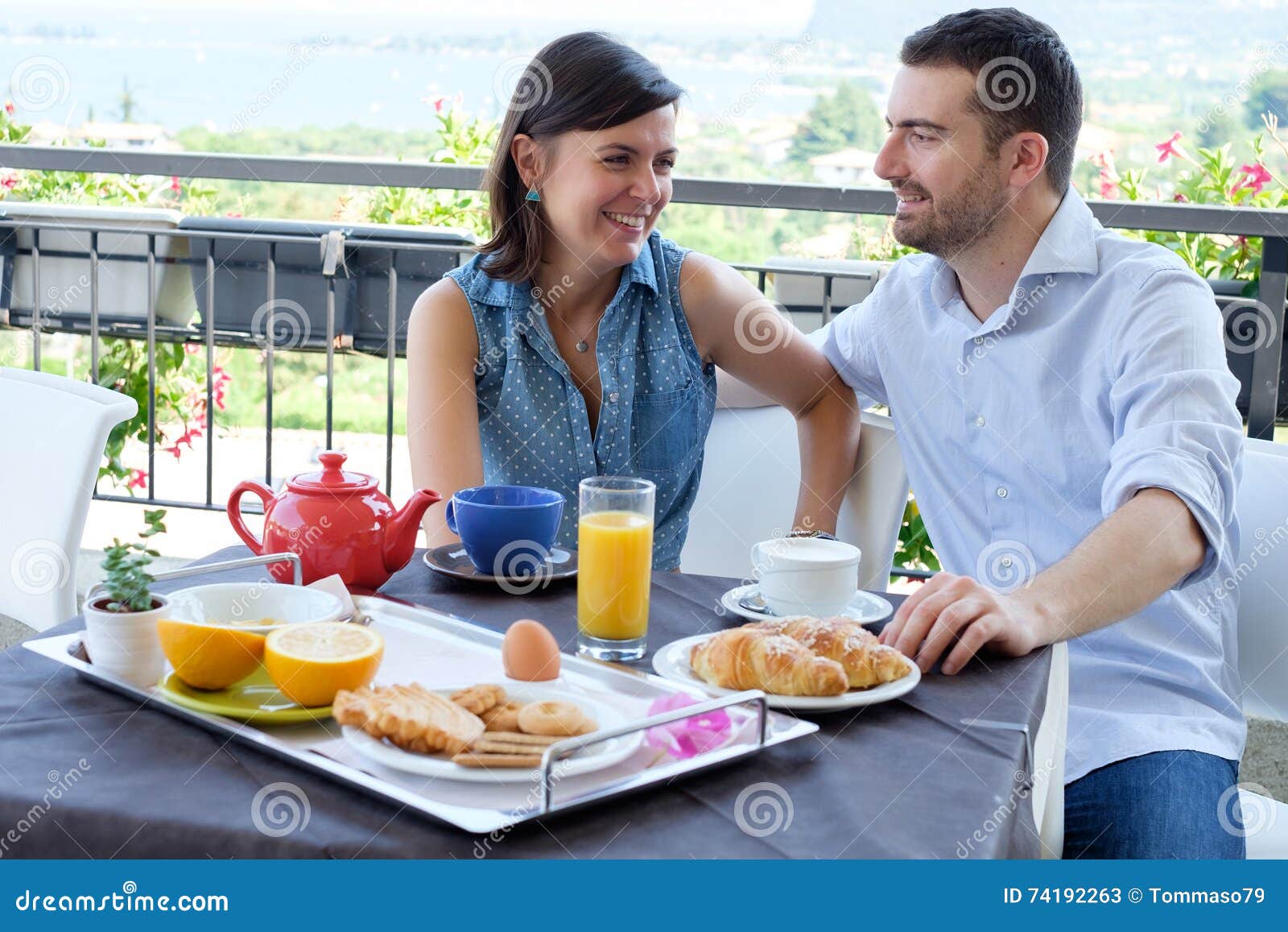 Lovers Couple Having Breakfast Stock Image - Image of nutrition, bakery ...
