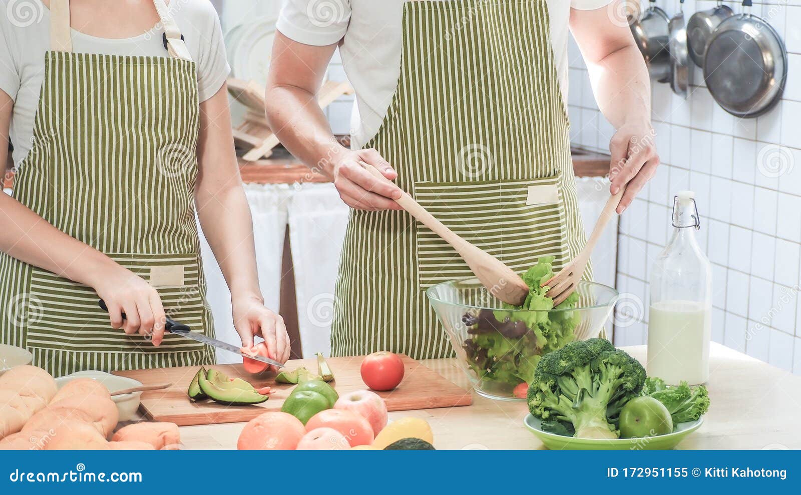 Lovers Helping Each Other Cook in the Kitchen Stock Image - Image of ...