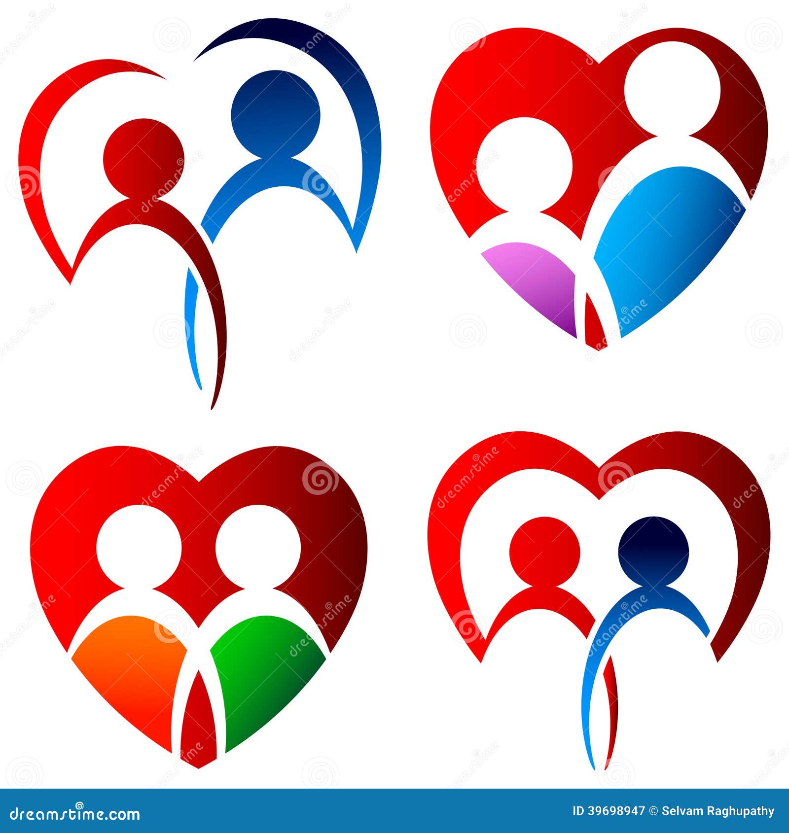 Lovers logo set stock vector. Illustration of heart, clip - 39698947