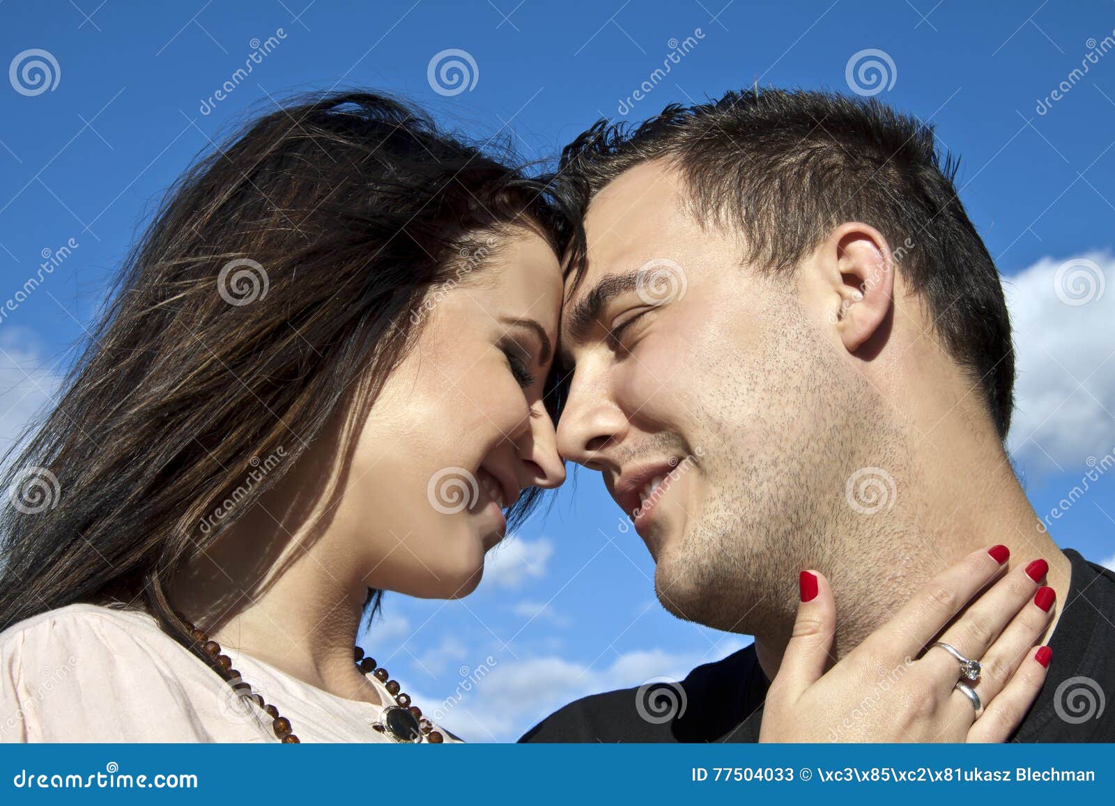 Lovers at Looking Together stock image. Image of brunette - 77504033
