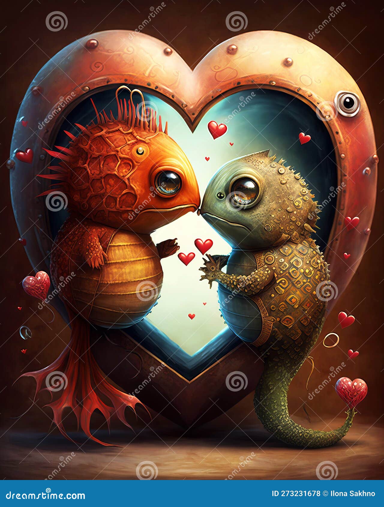 Love. Monsters and Hearts. Lovers Stock Illustration - Illustration of ...