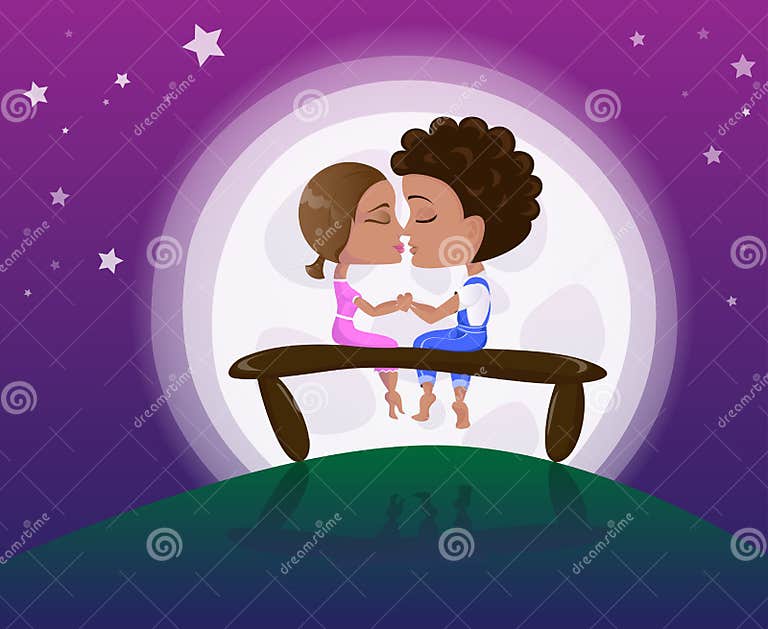 Lovers in the Moonlight stock vector. Illustration of beloved - 29956217