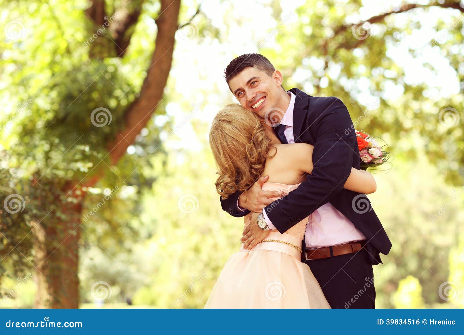 Lovers in park stock photo. Image of happy, relationship - 39834516
