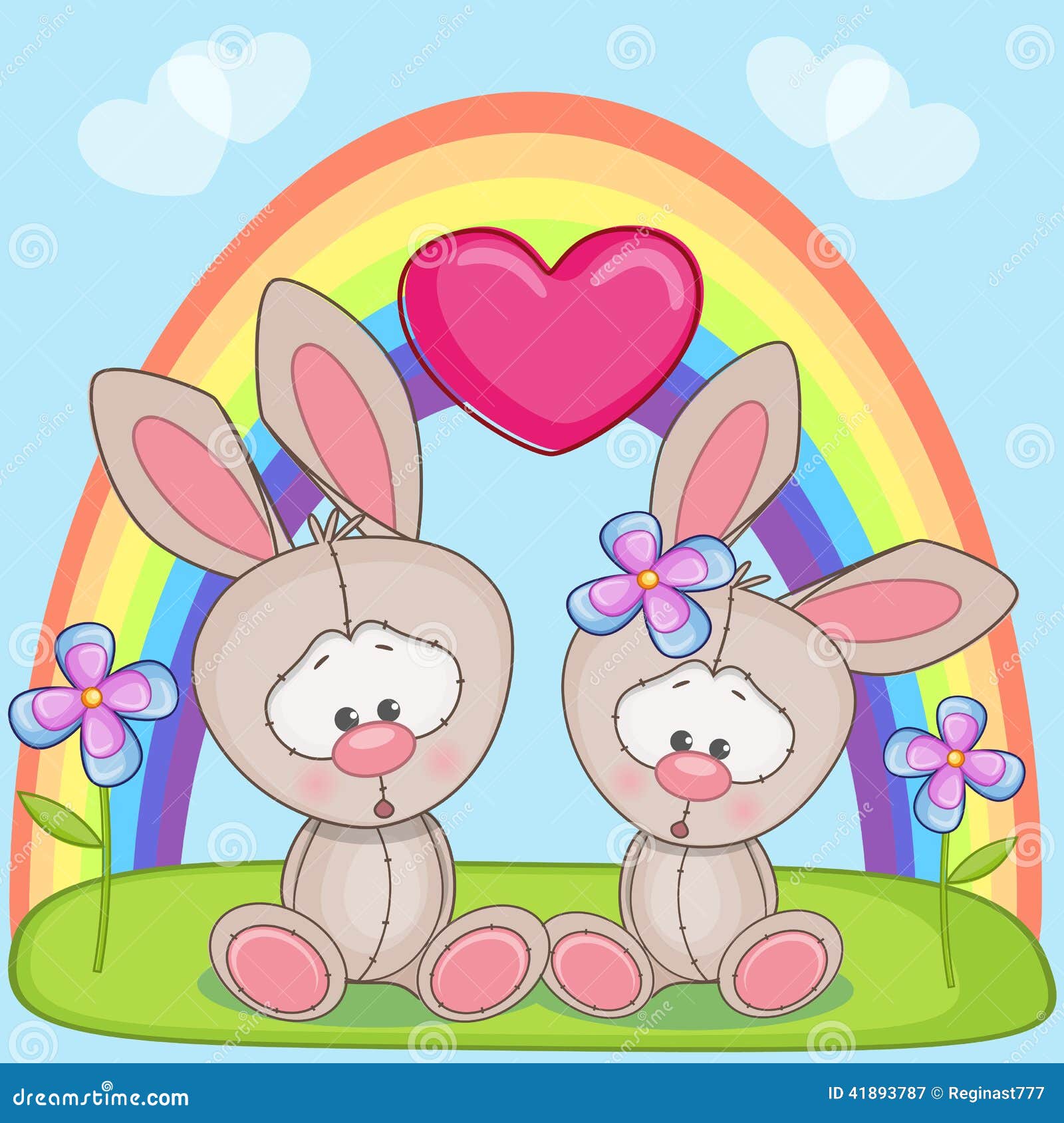 Lovers Rabbits stock vector. Illustration of painting - 41893787
