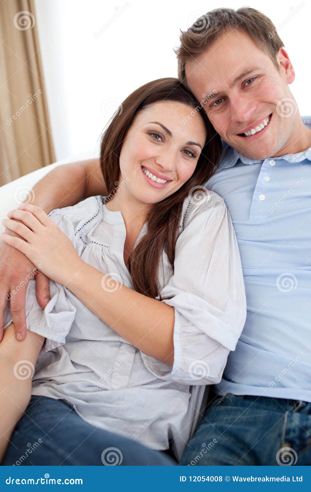Lovers Smiling at the Camera Stock Photo - Image of affection ...