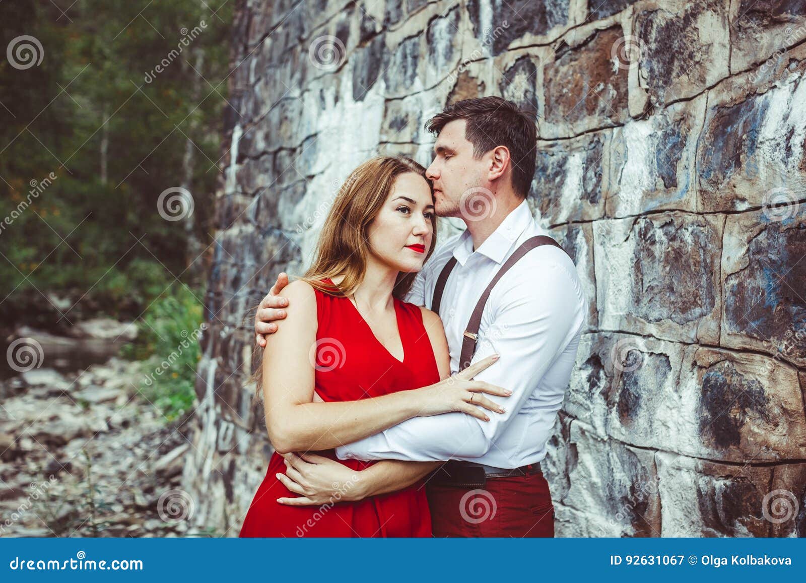 Lovers are Standing by the Bridge Stock Image - Image of leaf, park ...